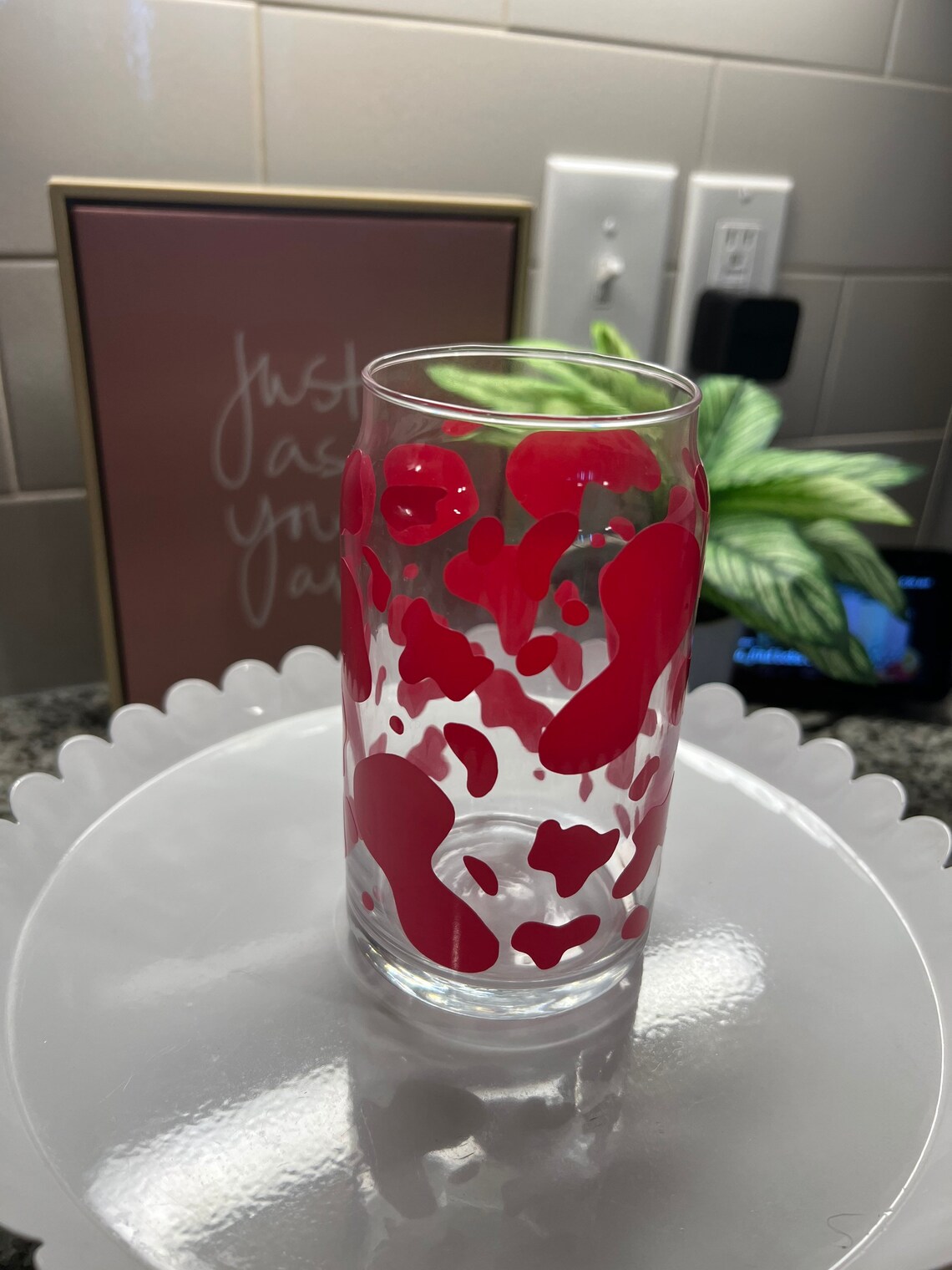 Libbey Cow Print Glass Cup Aesthetic Trendy Pink Vinyl | Etsy