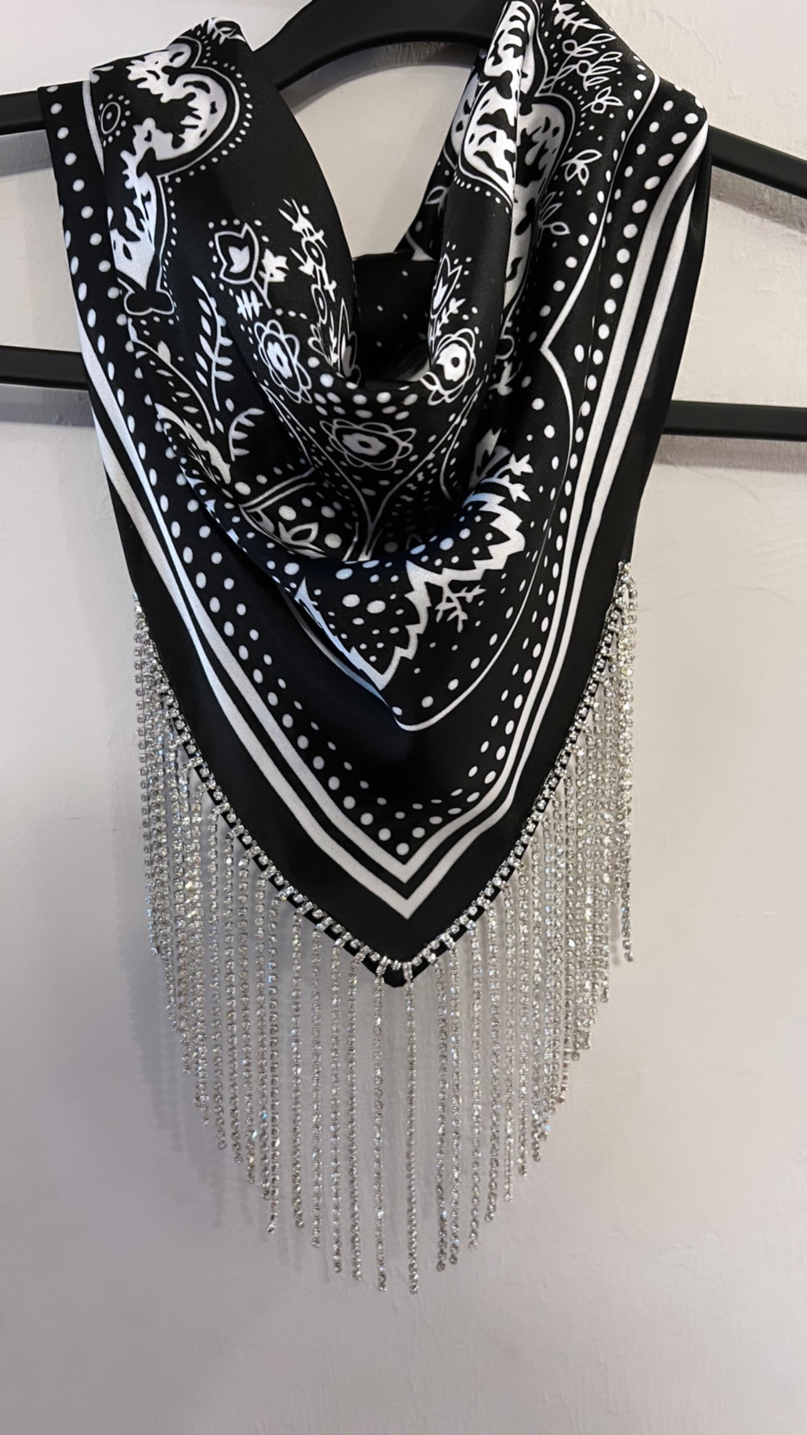 Silk Bandana With Rhinestone Fringe - Etsy