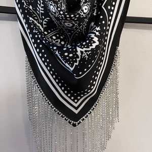 Silk Bandana With Rhinestone Fringe - Etsy