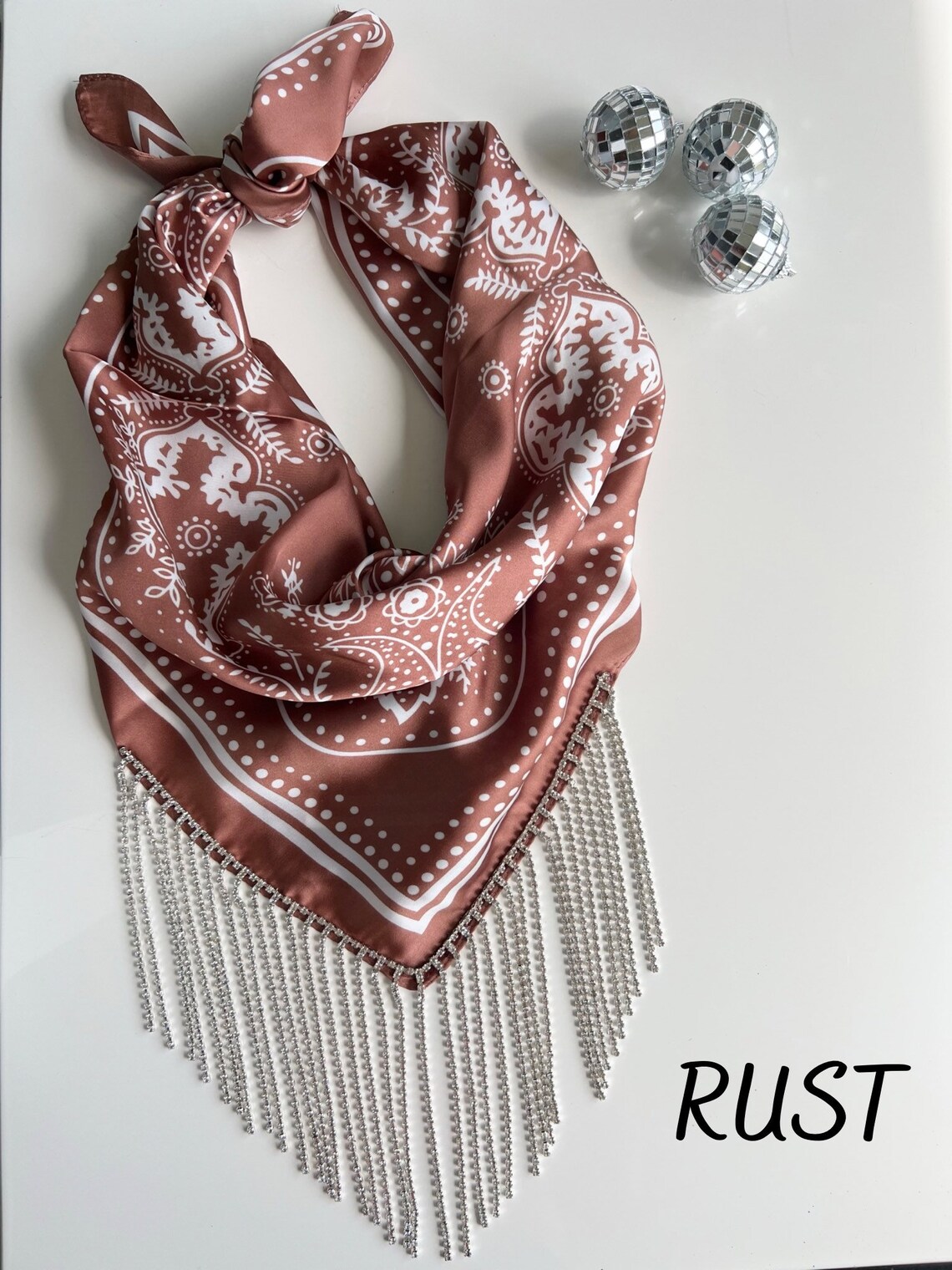 Silk Bandana With Rhinestone Fringe - Etsy