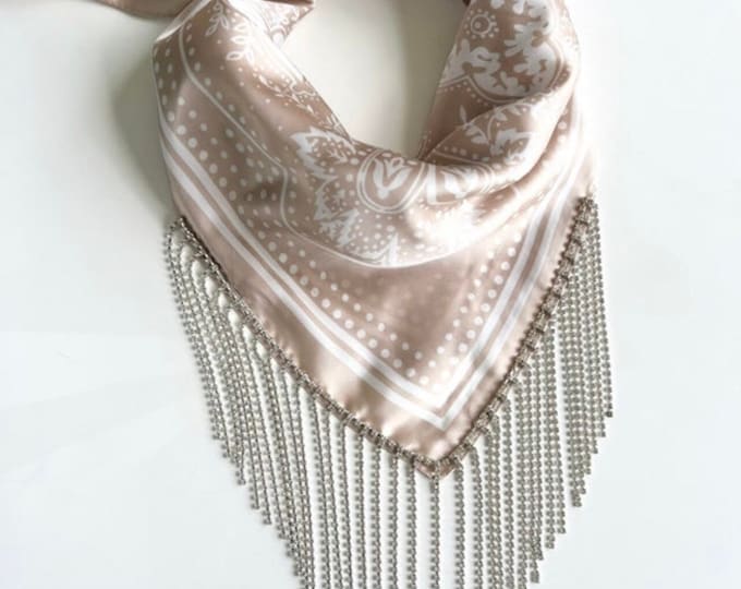 Silk Bandana With Rhinestone Fringe Western Bling Nash Bash - Etsy
