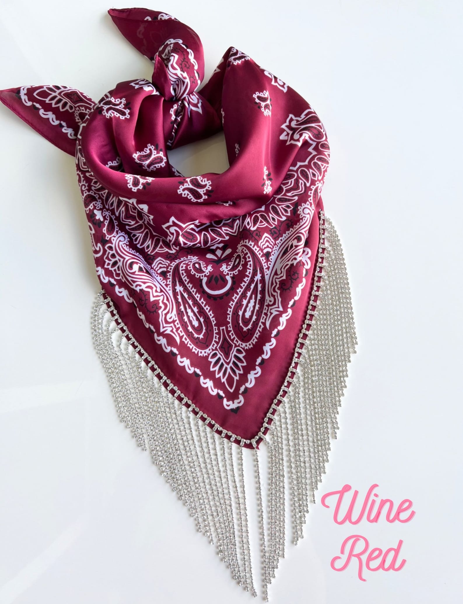 Silk Bandana With Rhinestone Fringe - Etsy