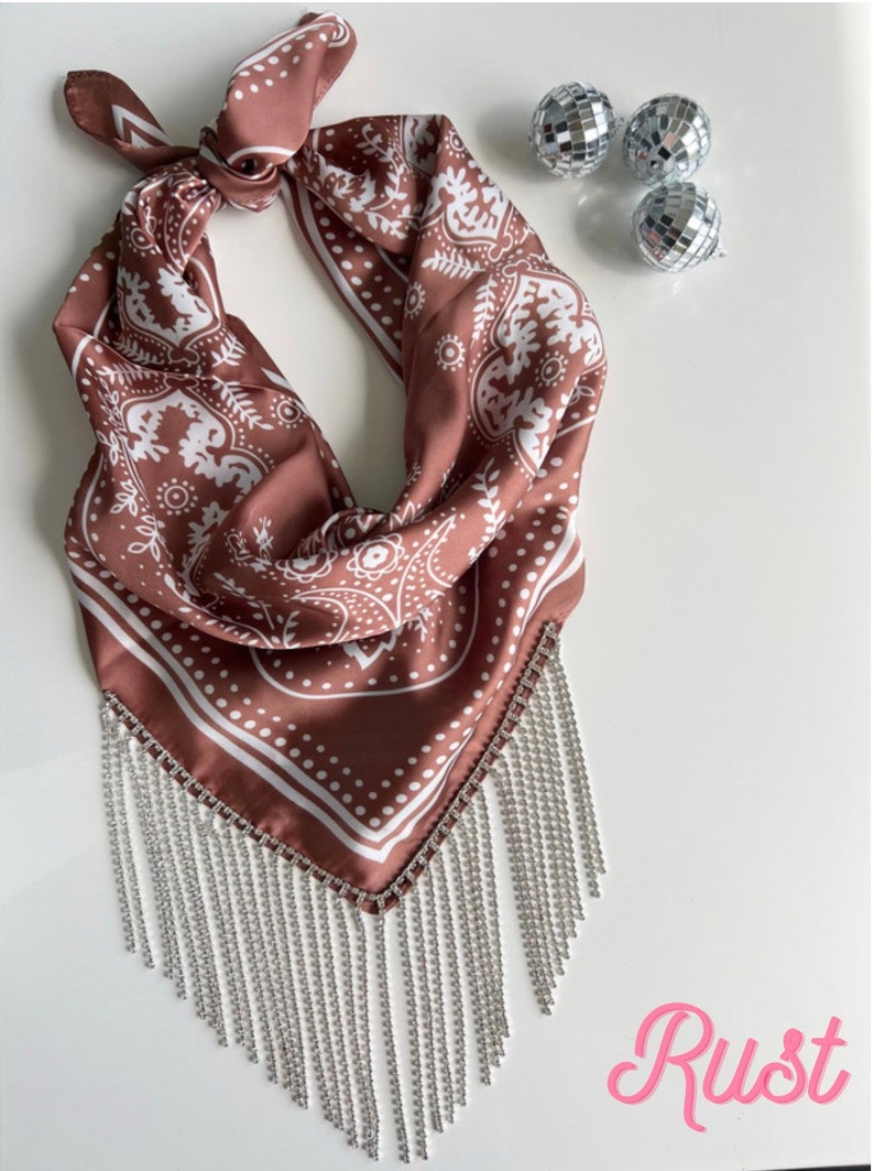 Silk Bandana With Rhinestone Fringe - Etsy