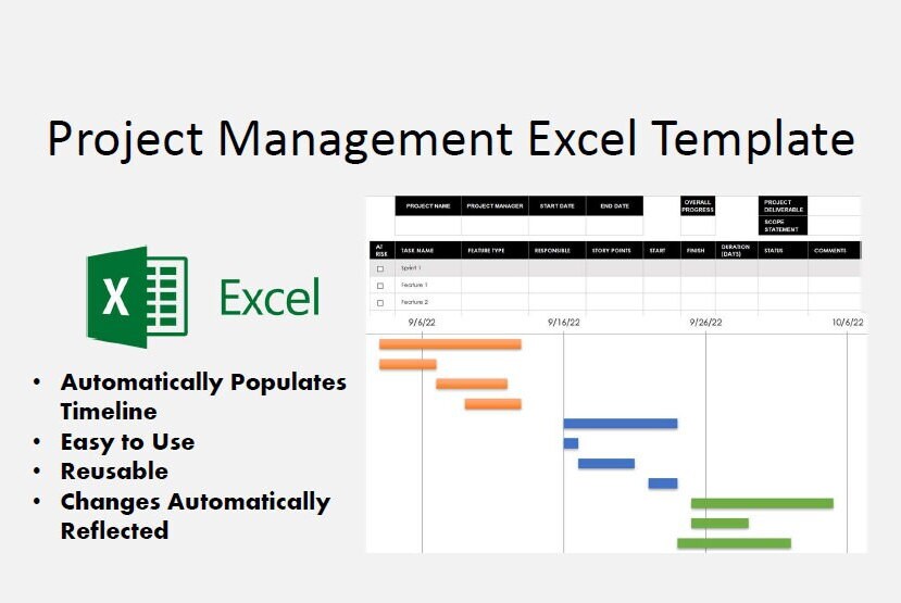 Project Plan & Gantt Chart Excel Template | Etsy