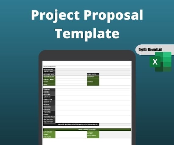 Project Proposal Template Excel Define Your Scope Easily | Etsy