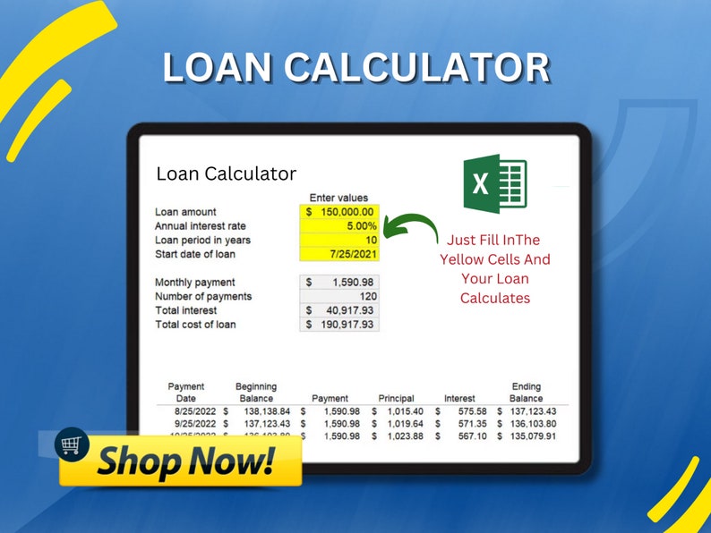 Simple Loan Calculator - Etsy