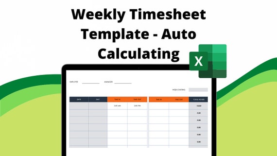Weekly Timesheet Template | Etsy