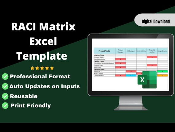RACI Template Automated Excel | Etsy