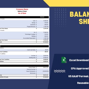 Excel Financial Statement Template: US GAAP, Profit Loss, Balance Sheet ...