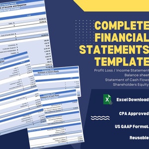 Excel Financial Statement Template: US GAAP, Profit Loss, Balance Sheet ...