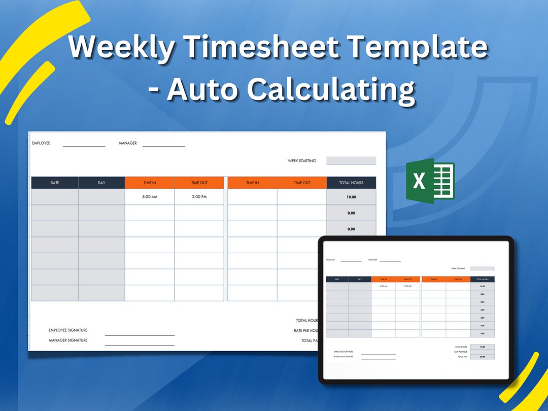 Weekly Timesheet Template - Etsy