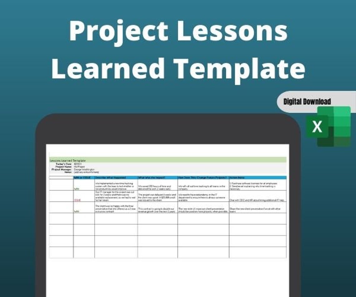 Project Lessons Learned Template | Etsy