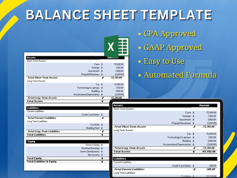Balance Sheet Template - Excel - CPA Created, US GAAP Approved - Etsy