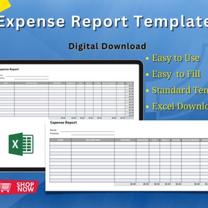 Standard Expense Report Template - Reusable Excel Template - Etsy
