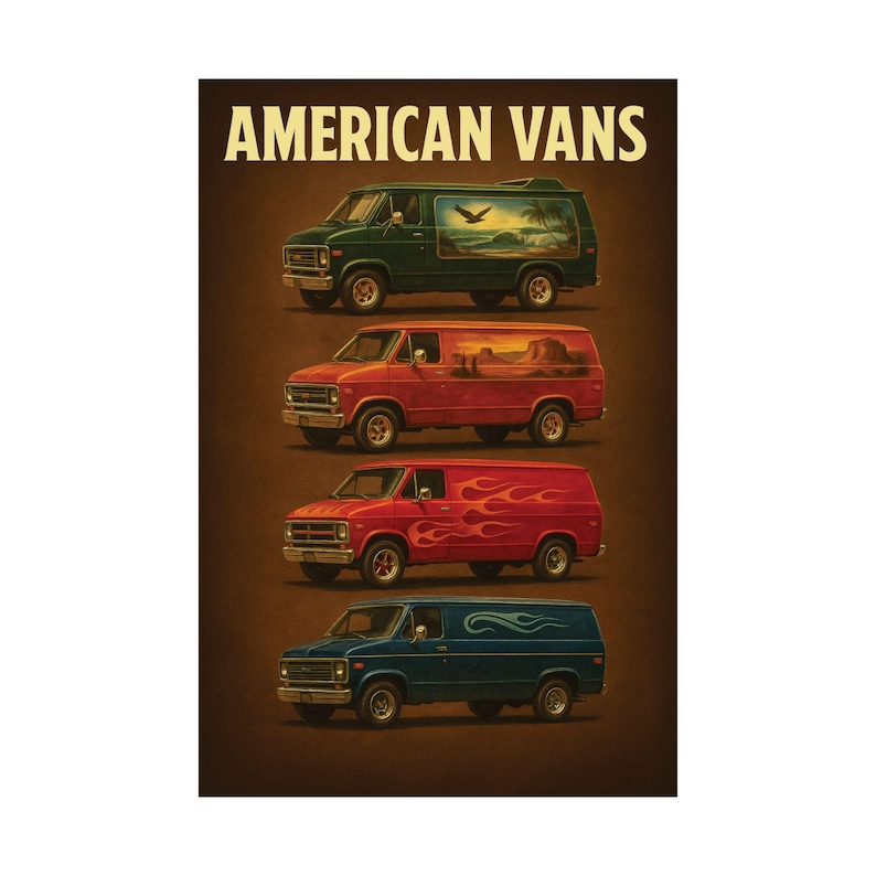 Retro 70s-80s Custom Van Poster: Ford, Chevy, Dodge, GMC Wall Art - Etsy