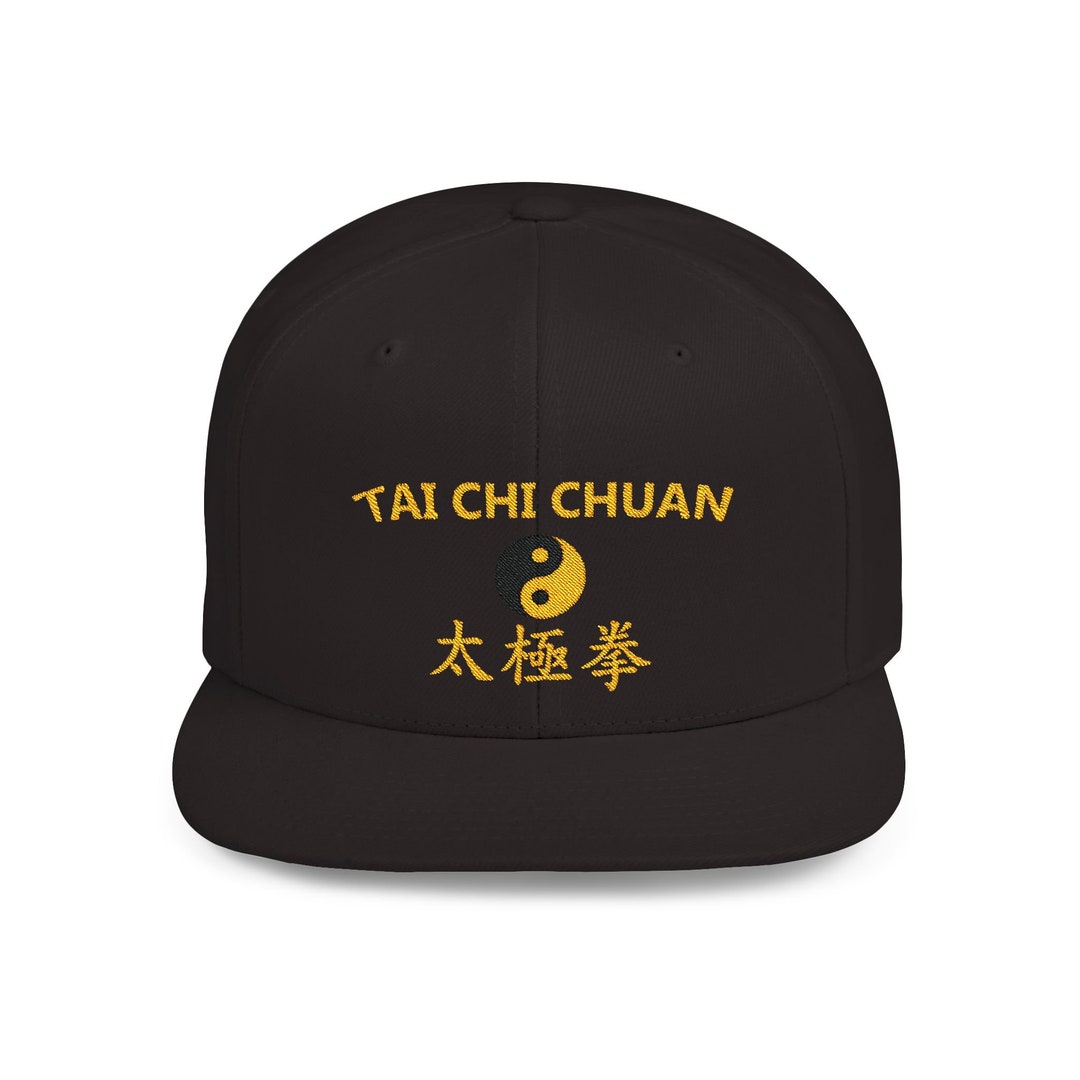 Black and Gold Tai Chi Yin Yang Hats Flat Bill Snapback Embroidered Cap ...