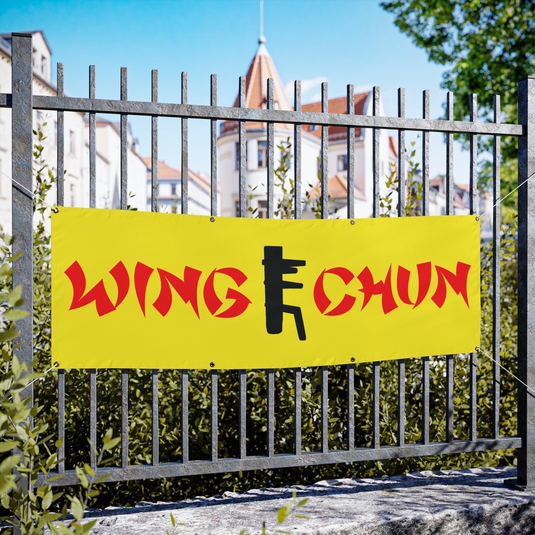 Wing Chun Yellow and Red Vinyl Banners Bamboo Letters School Openings ...
