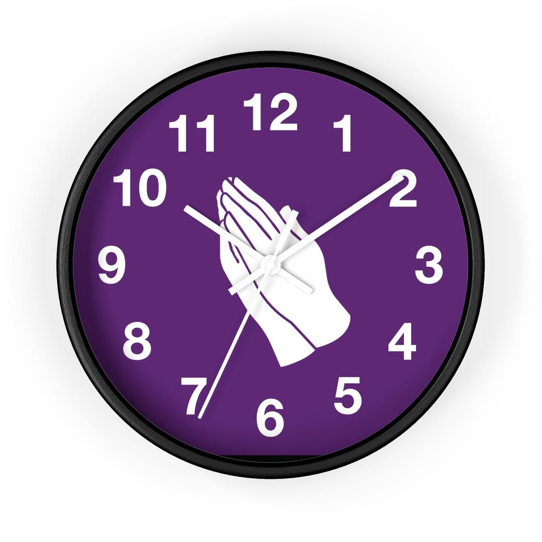 Prayer Hands Wall Clock, Spiritual Clock, Purple Clock, Religious Home ...