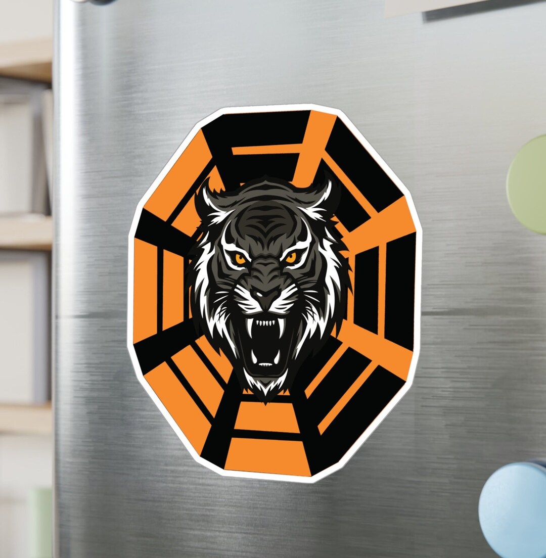 Tiger Car Decal Octagon Kiss-cut Vinyl Decals for Laptop or Board Water ...
