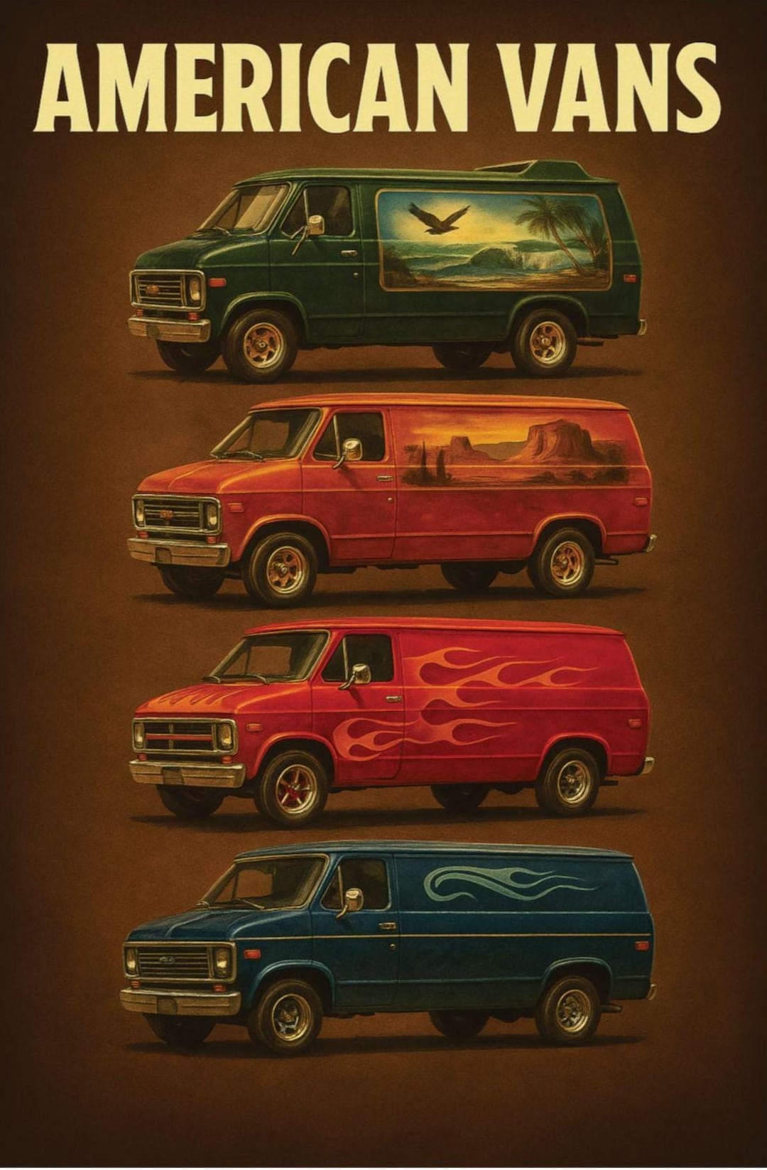Retro 70s-80s Custom Van Poster: Ford, Chevy, Dodge, GMC Wall Art - Etsy