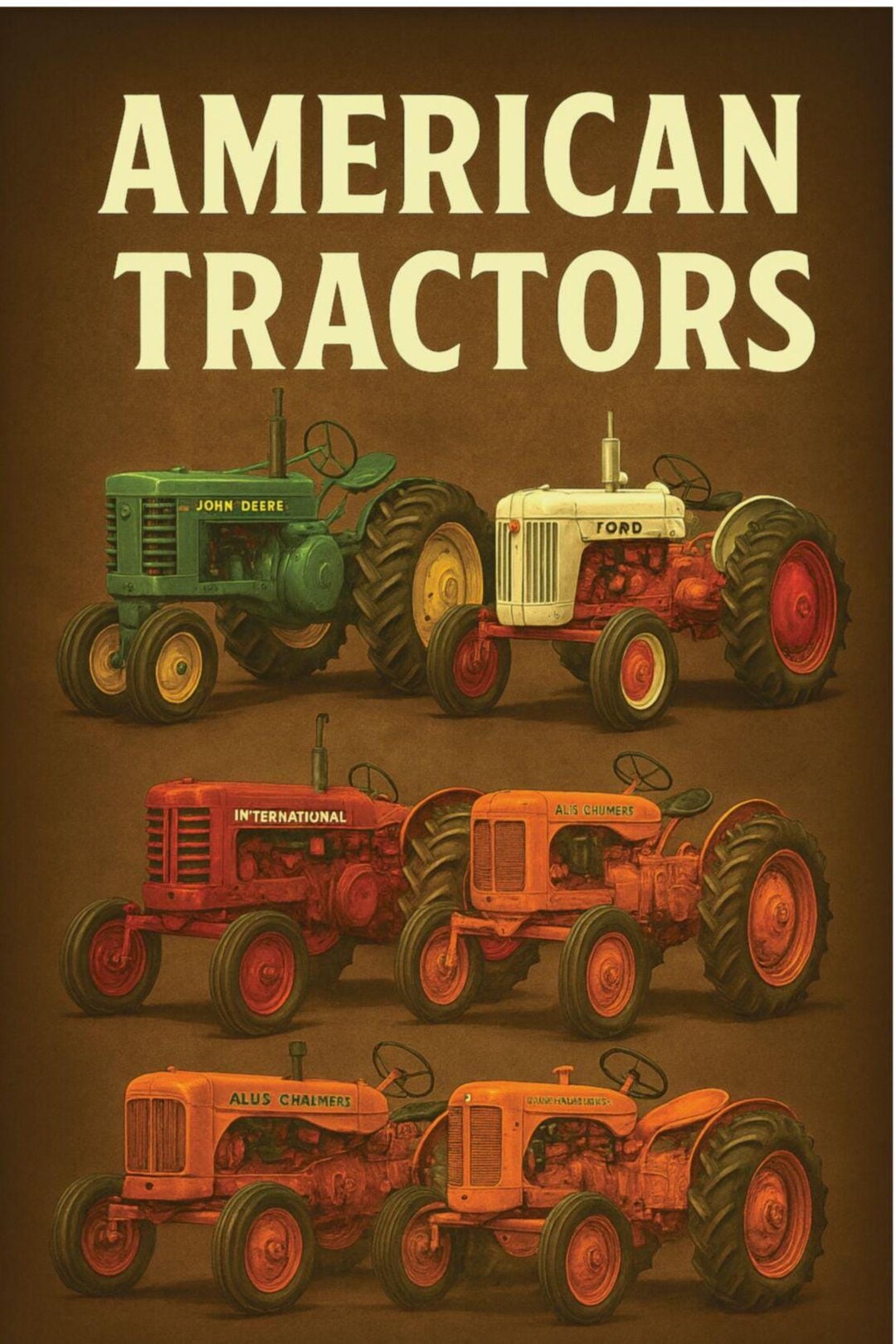 Vintage American Tractors Poster: John Deere, Farmall, Ford 8N Wall Art ...