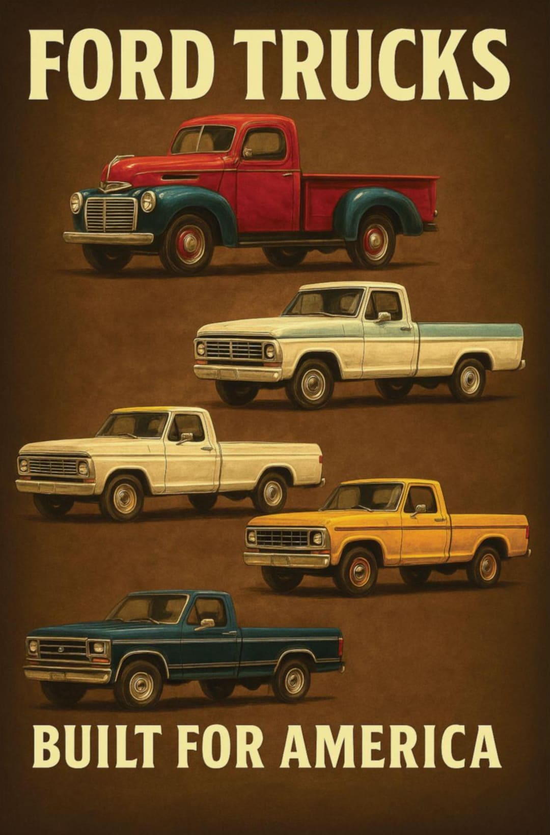 Vintage Ford Trucks Poster: Classic F-series Wall Art - Etsy