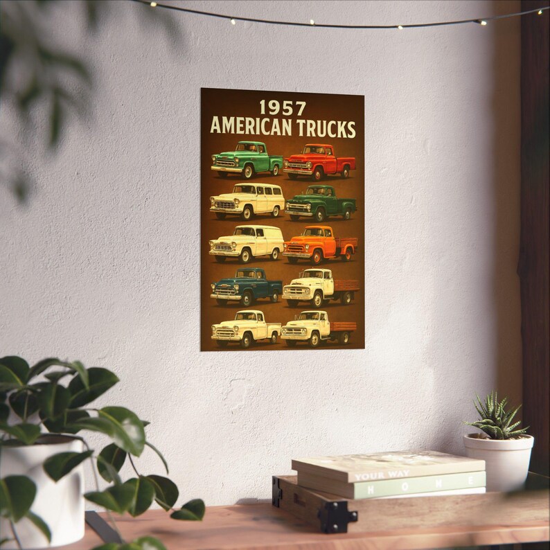 1957 American Trucks Poster: Vintage Chevy, Ford, Dodge, GMC Wall Art ...