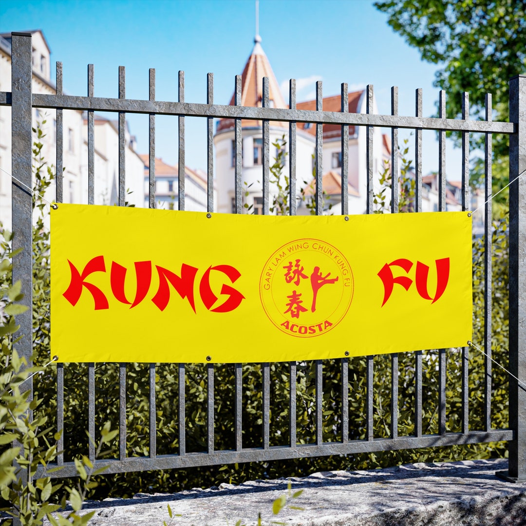 Personalized Wing Chun Bamboo Letters Logo Yellow and Red Vinyl Banners ...