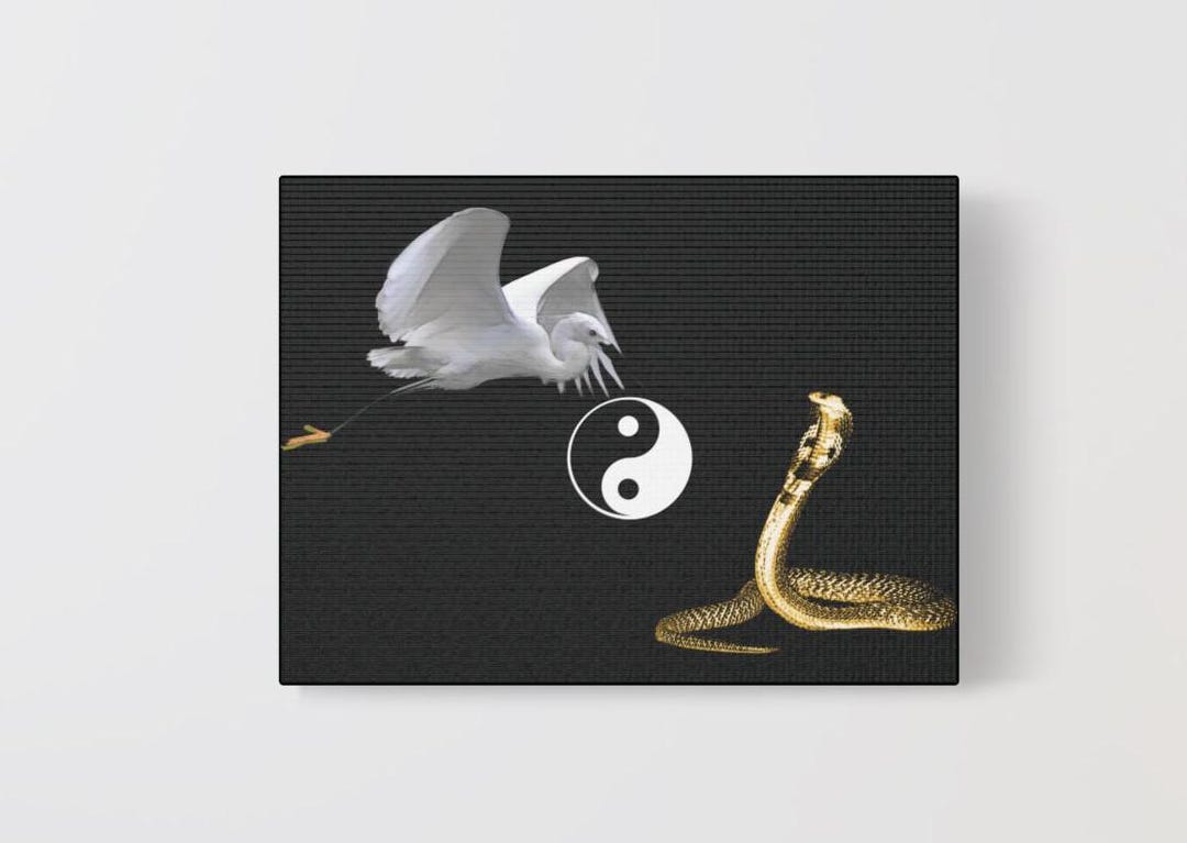 Canvas Wall Art, Tai Chi Cobra Snake and Crane Yin Yang Symbol, 12x9 ...