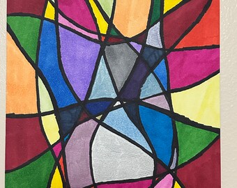 Abstract Marker Art/abstract Art/framed Art/face Art - Etsy