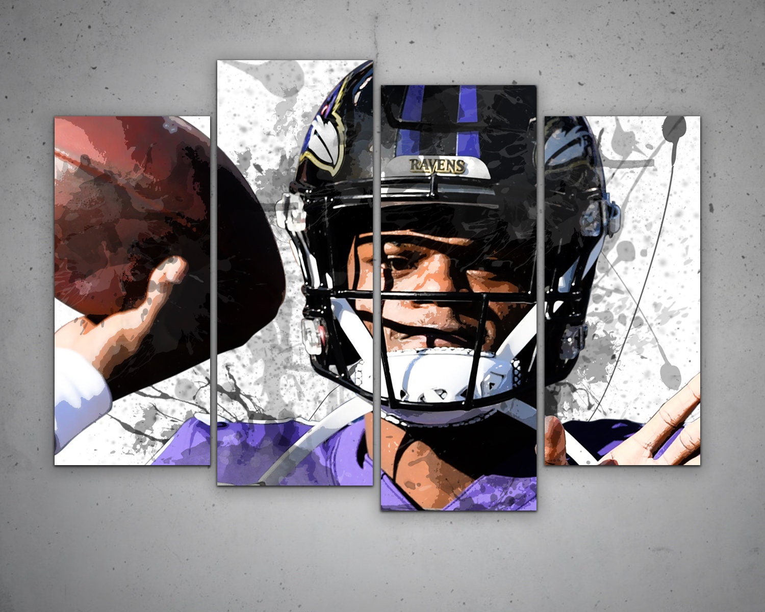 Lamar Jackson Poster, Multiple Piece Canvas Set, Splash Effect Canvas ...