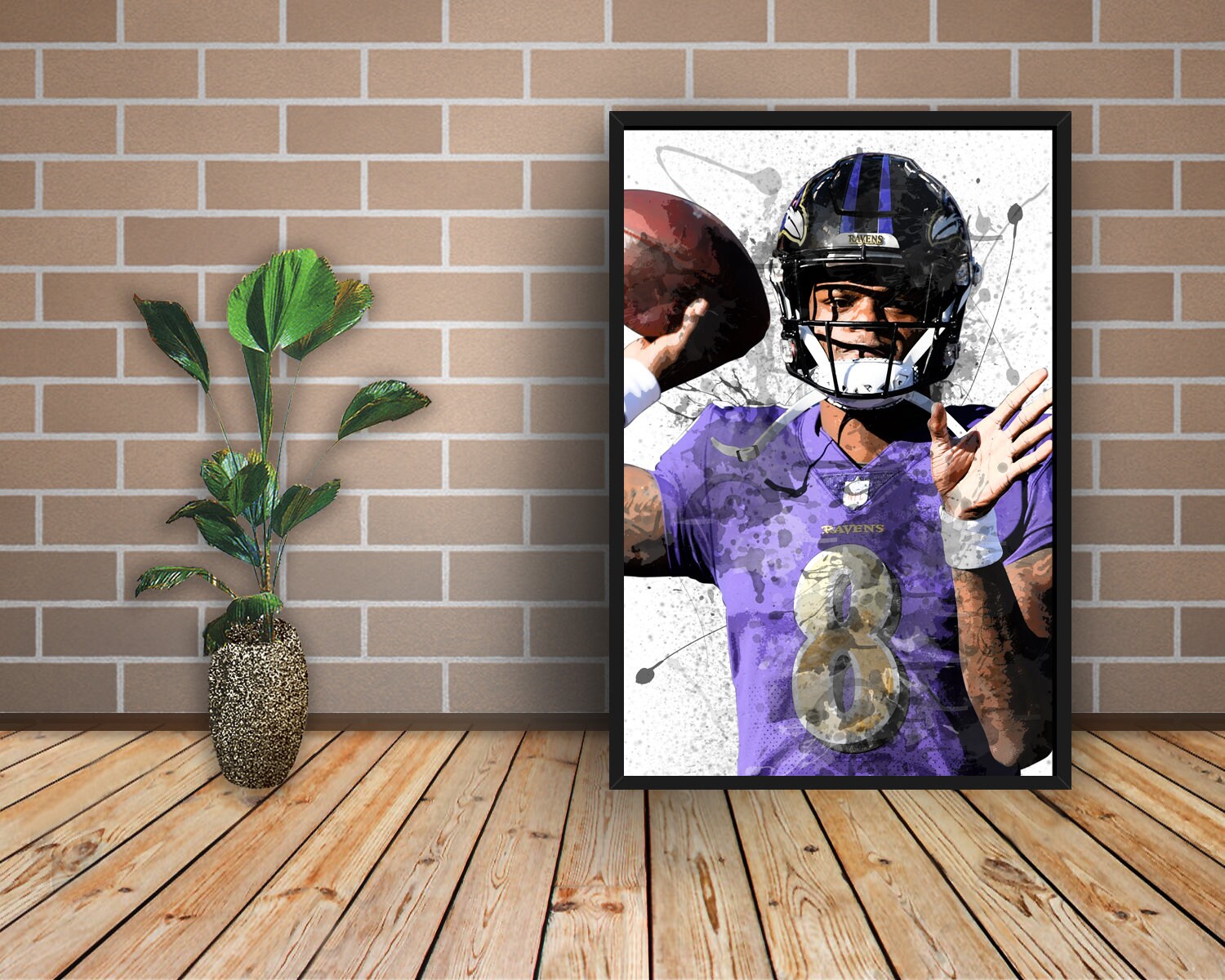 Lamar Jackson Poster, Multiple Piece Canvas Set, Splash Effect Canvas ...