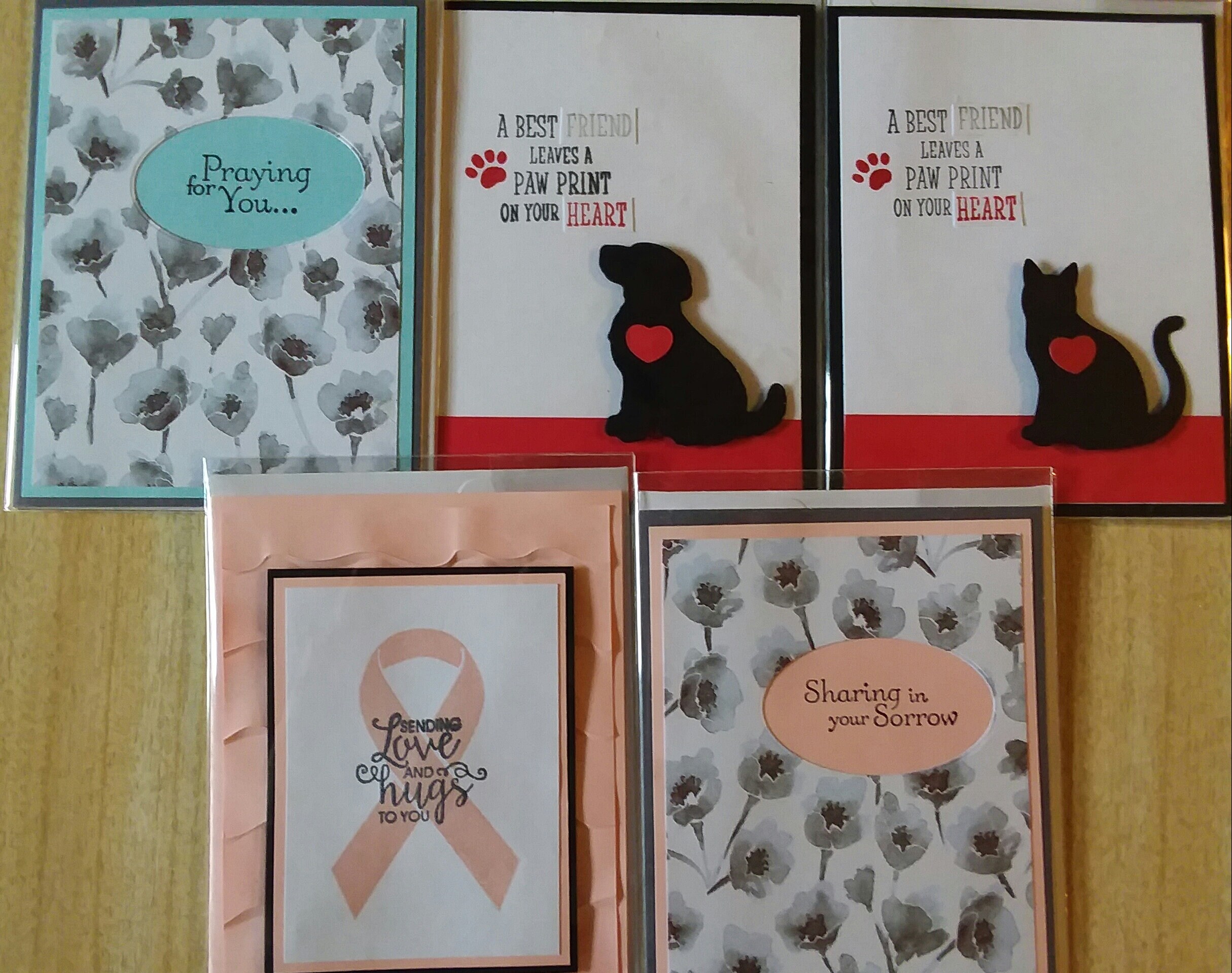 Sympathy Card Pack 6 Assorted Cards Handmade Greeting - Etsy