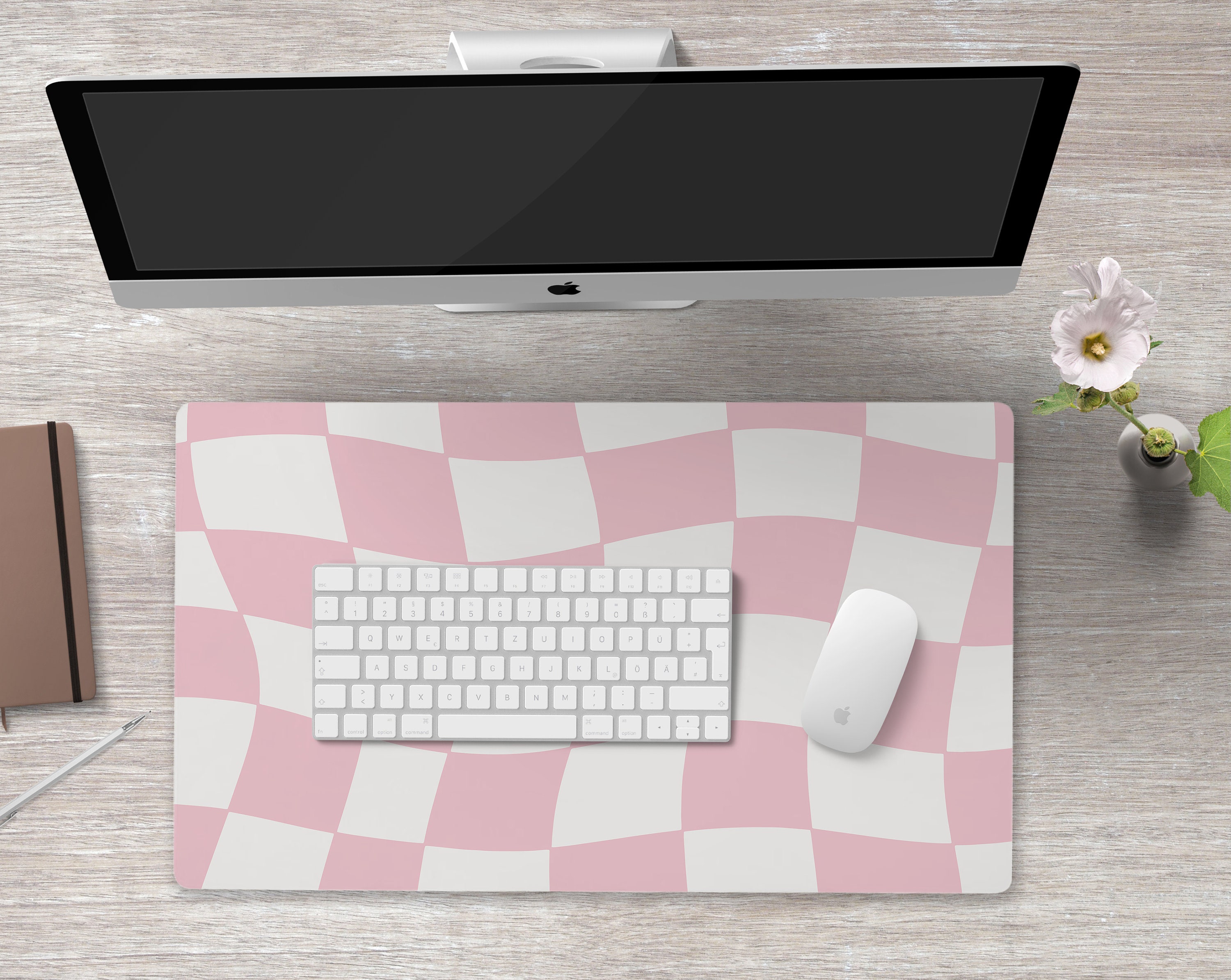 Trippy Checked Desk Mat Pink Checkered Y2k Aesthetic Desk - Etsy