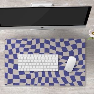 Cute Blue Desk Mat Checkered Y2k Aesthetic Desk Accessories Keyboard ...