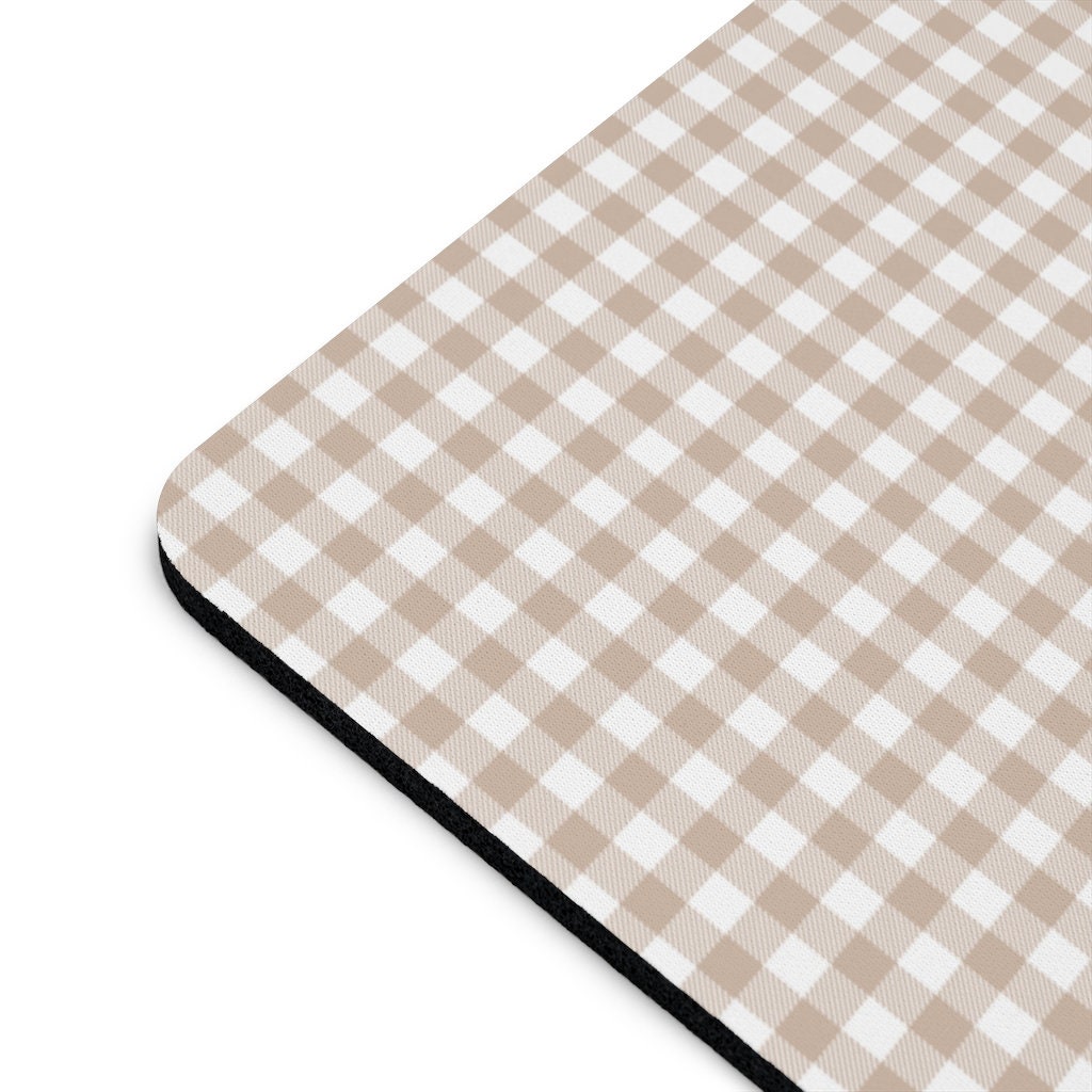 Beige Gingham Mouse Pad, Cute Mouse Pad for Home Office Decor, Neutral ...