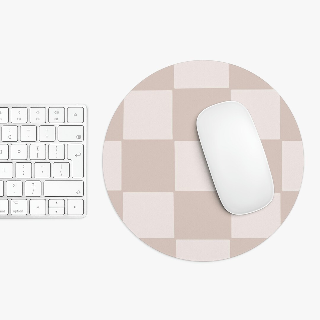 Beige Mouse Pad Checkered Aesthetic Mousepad Neutral Desk Decor Check ...