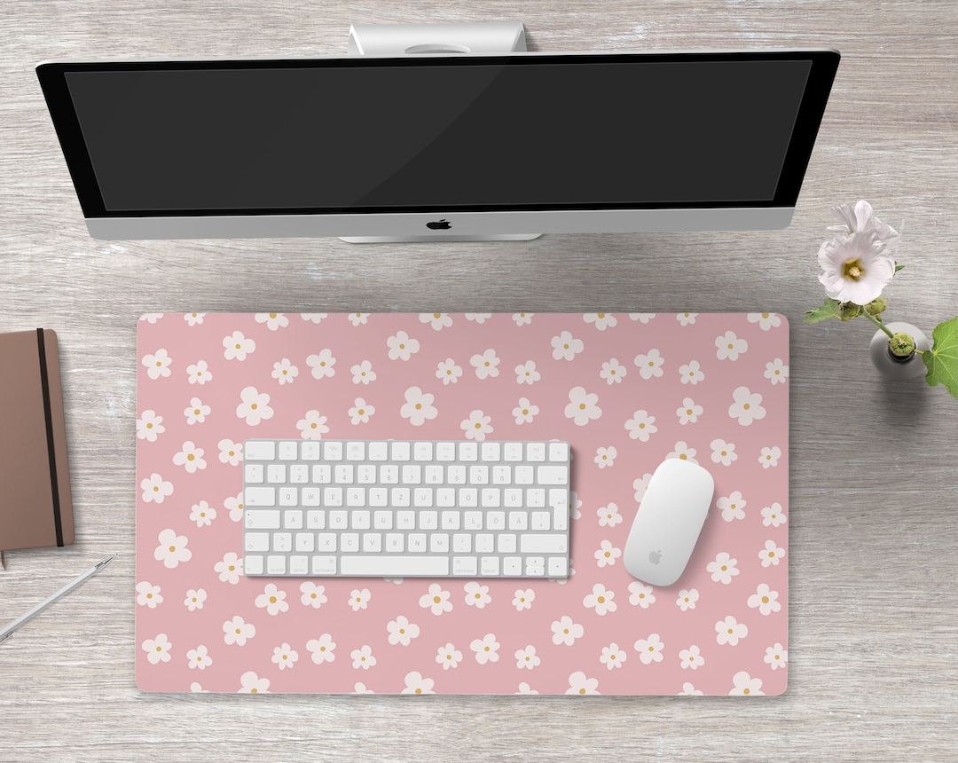 Flower Desk Mat Pink Cute Floral Print Aesthetic Gaming Mat - Etsy