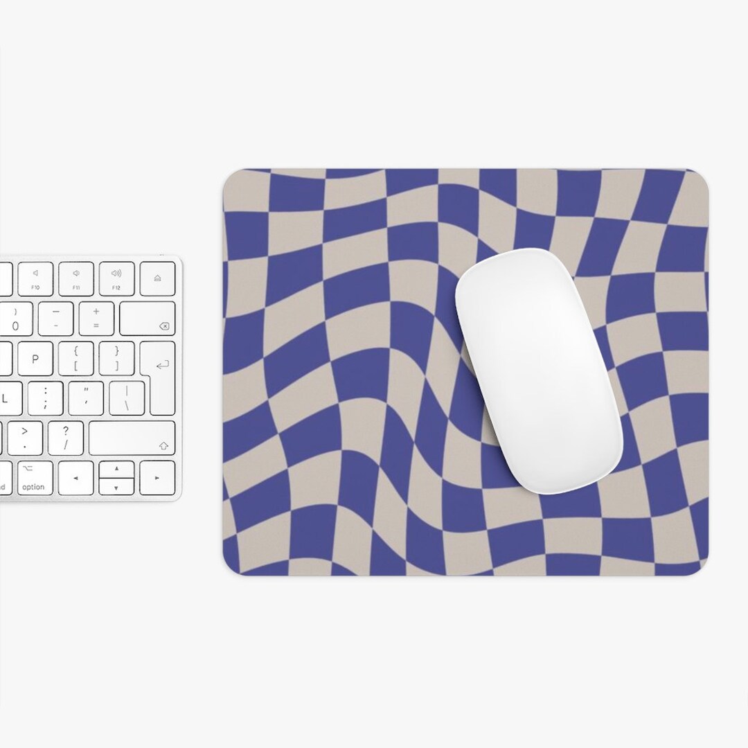 Beige and Blue Checkered Mouse Pad, Cute Mouse Pad for Home Office ...