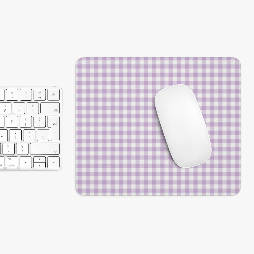 Purple Gingham Mouse Pad, Cute Mouse Pad for Home Office Decor, Neutral ...