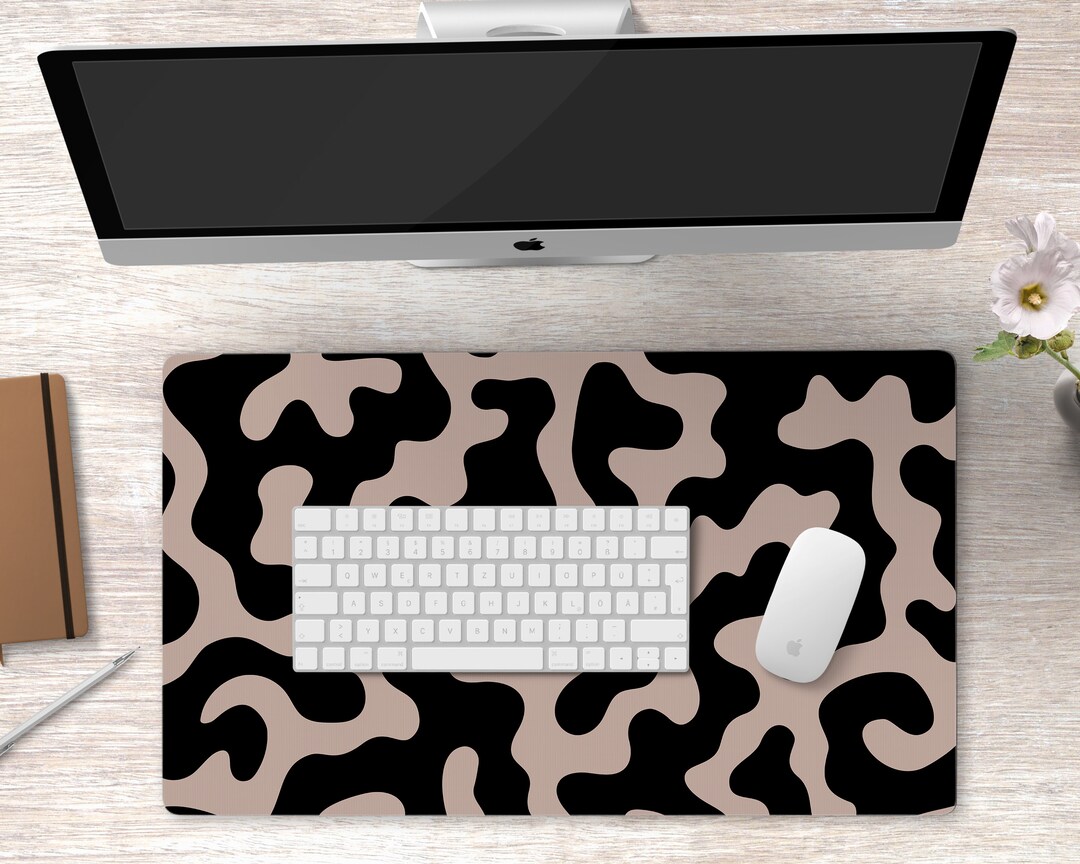 Black and Beige Desk Mat Blobby Neutral Aesthetic Desk Decor Beige ...