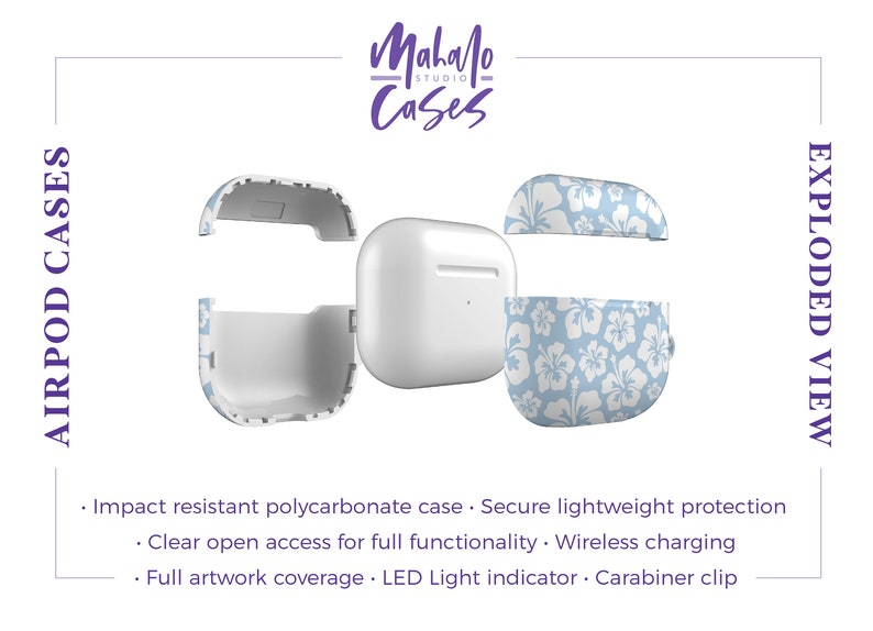 Blue Hibiscus AirPod Pro 2 Case Pastel Airpods Case Pastel Blue AirPod ...
