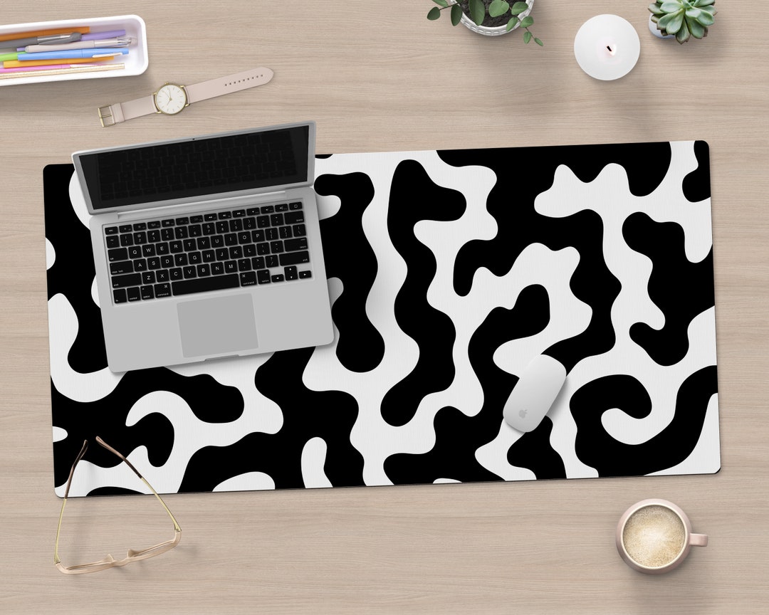 Black and White Desk Mat Blobby 90s Aesthetic Desk Decor Fun Keyboard ...