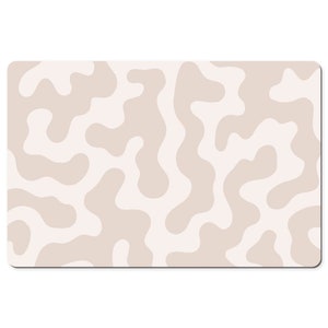 Beige Desk Mat Curvy Shapes Neutral Aesthetic Desk Decor Beige Computer ...