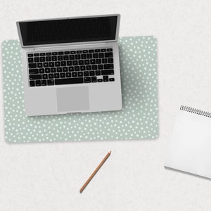 Green Desk Mat With White Polka Dots Unique Desk Decor Sage Green ...