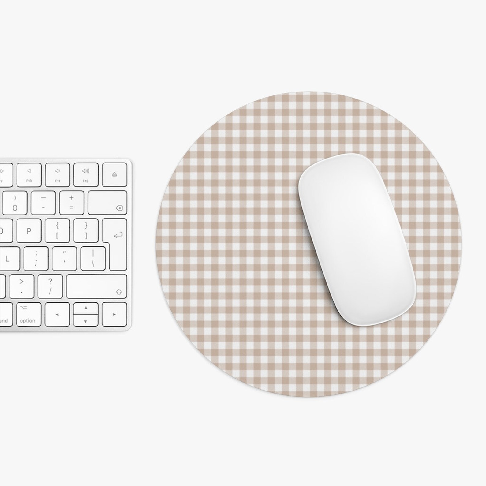 Beige Gingham Mouse Pad, Cute Mouse Pad for Home Office Decor, Neutral ...