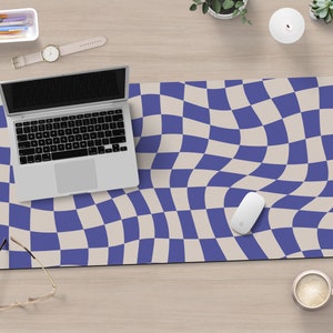 Cute Blue Desk Mat Checkered Y2k Aesthetic Desk Accessories Keyboard ...