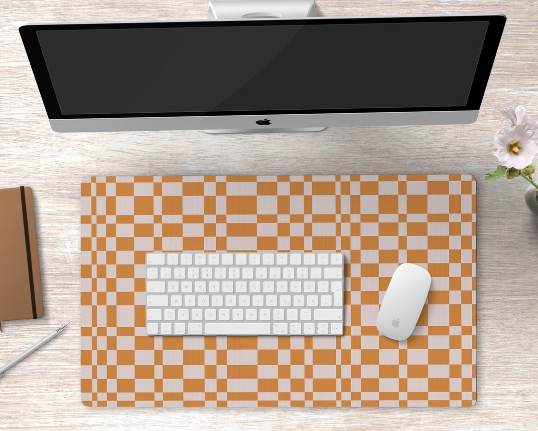 Tan Glitchy Check Desk Mat Beige Desk Accessories for Home - Etsy