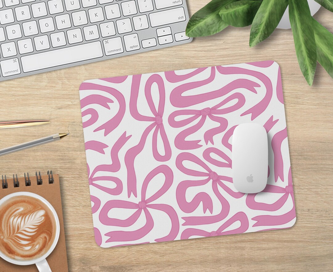 Pink Bows Mousepad Coquette Aesthetic Mouse Pad Pink Office Decor Pink ...