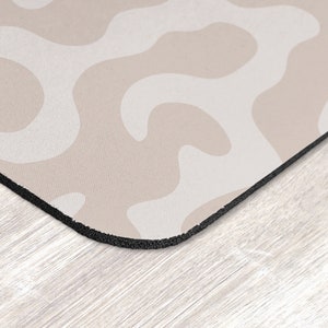 Beige Desk Mat Curvy Shapes Neutral Aesthetic Desk Decor Beige Computer ...